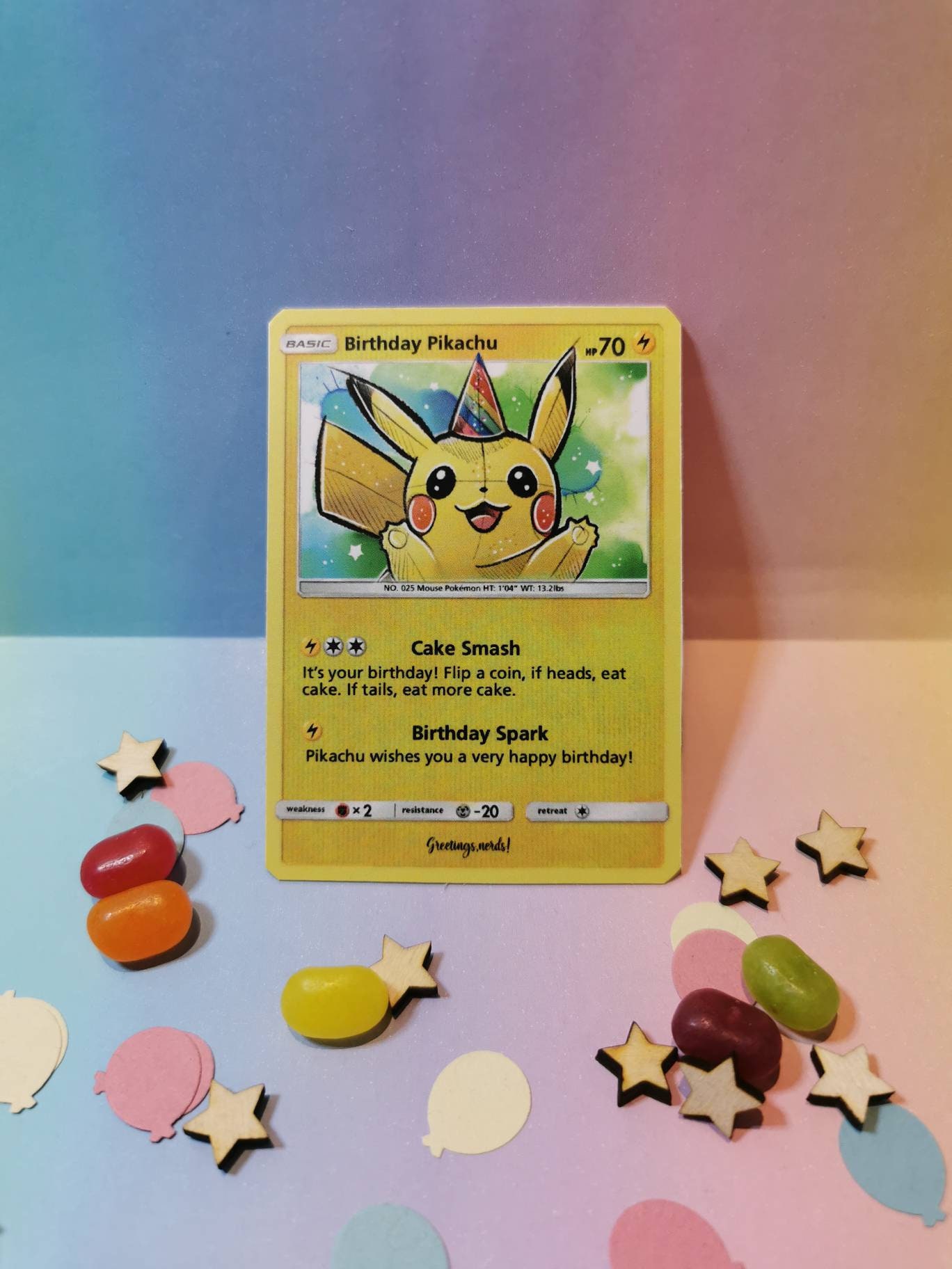 Birthday Pika Celebration Trading Card Cute Gifts for Him - Etsy UK