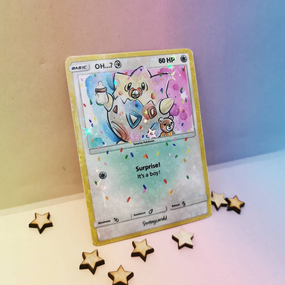 It's a Boy Togepi New Baby Holographic Celebration Trading Card Cute ...