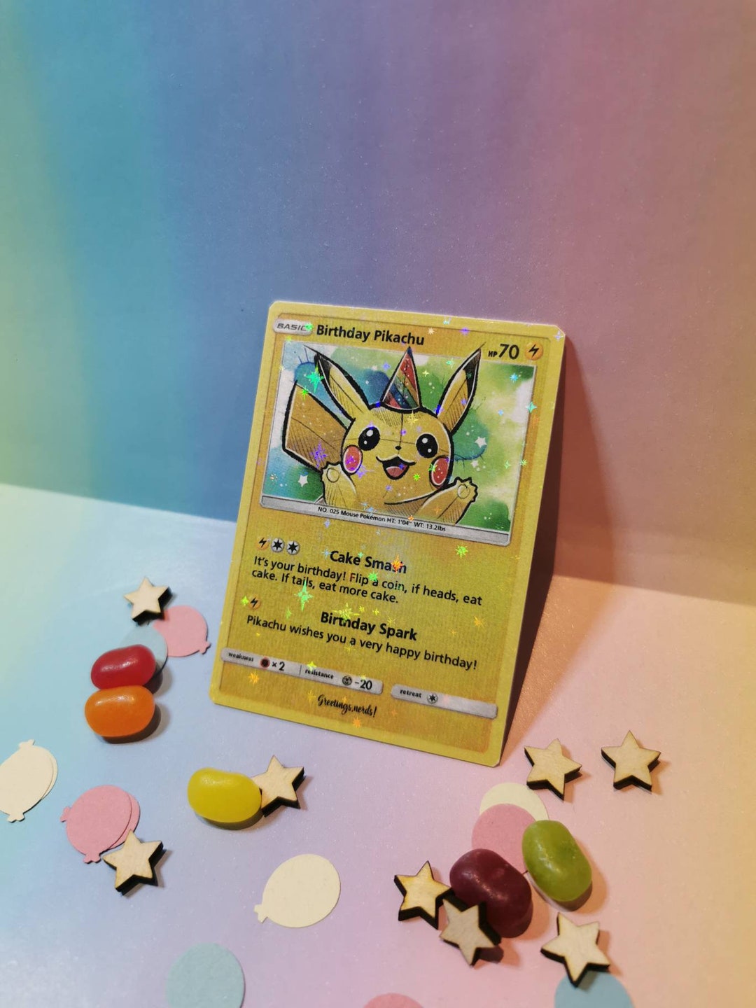 Birthday Pika Celebration Trading Card Cute Gifts for Him - Etsy UK