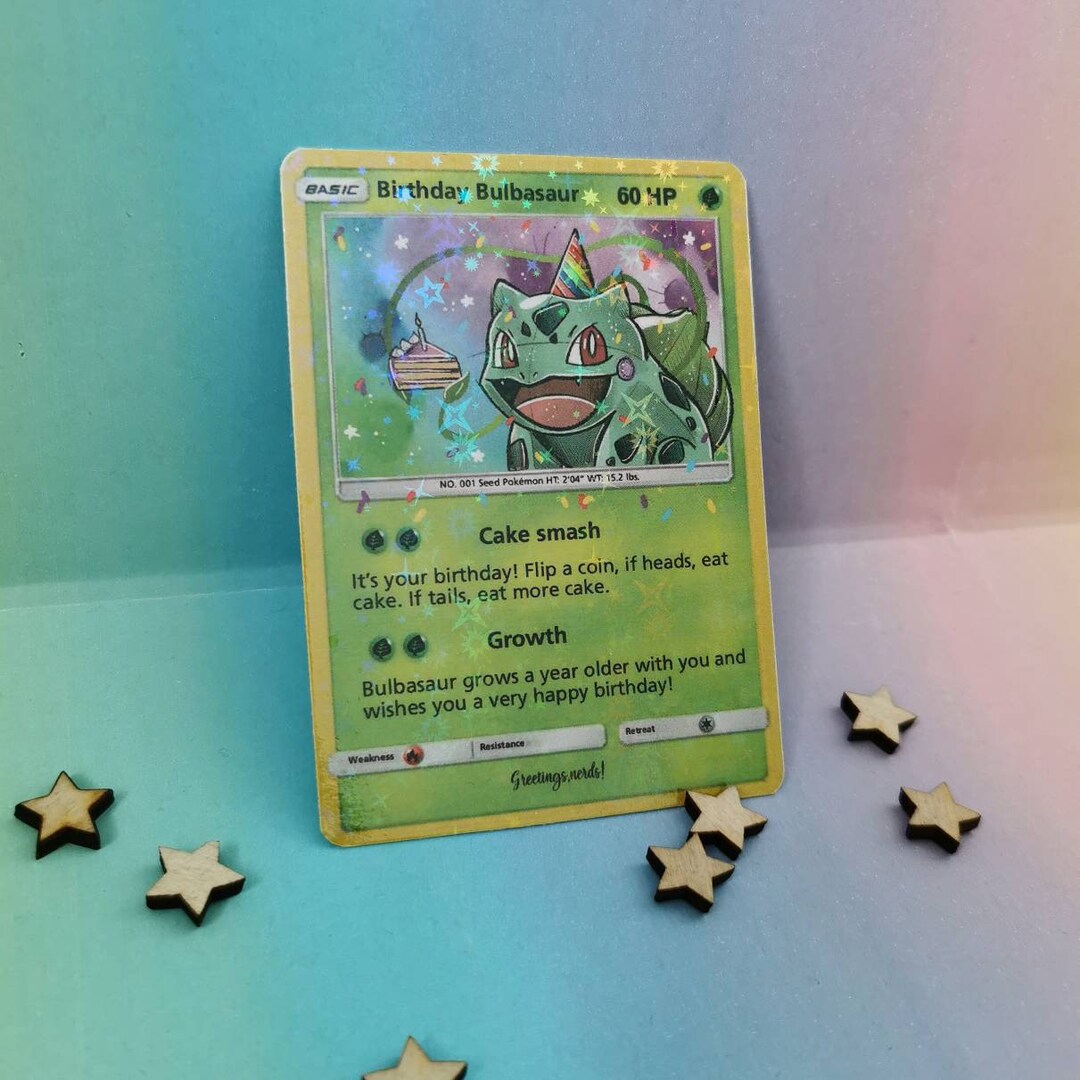 Birthday Bulbasaur Celebration Trading Card Cute Gifts for Him and Her ...