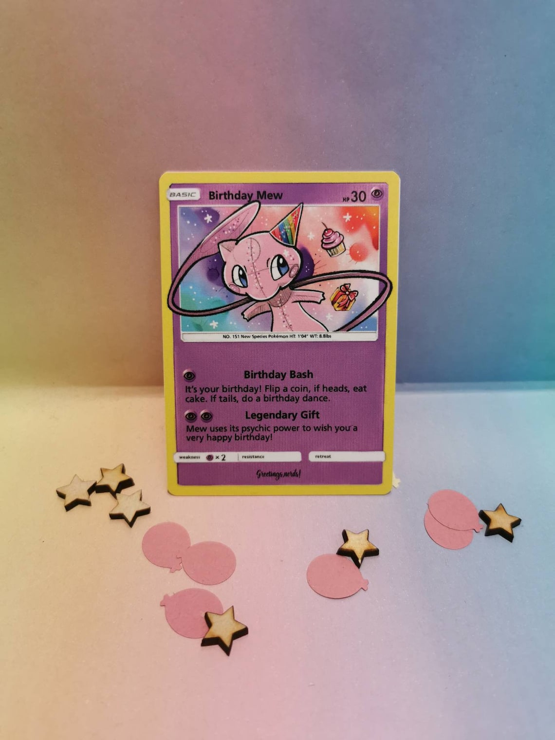 Birthday Mew Celebration Trading Card Cute Gifts for Him and - Etsy