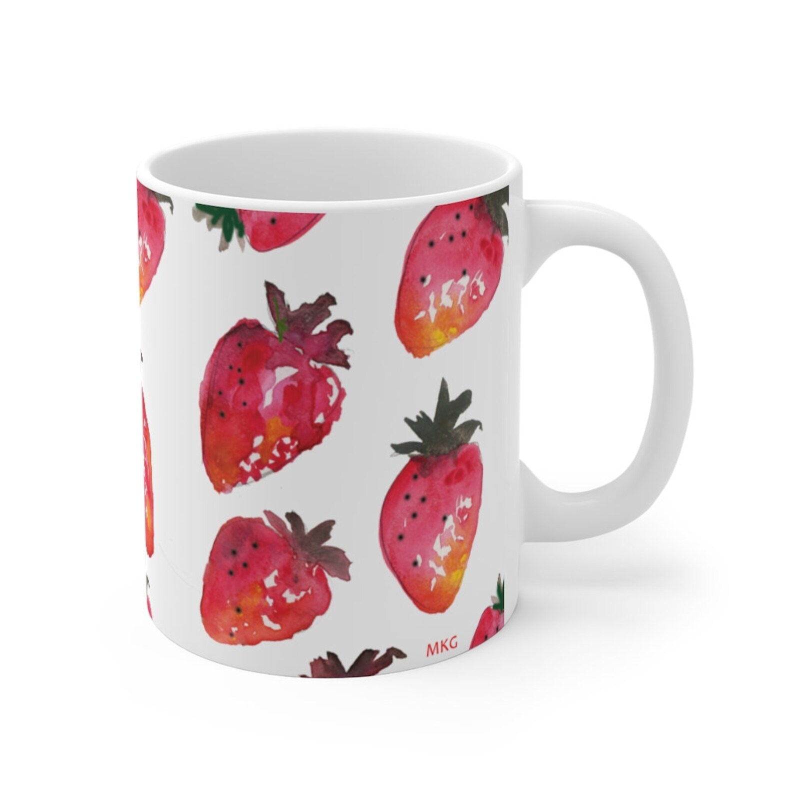 Strawberry Mug: Watercolor Strawberries Hand Painted Bright - Etsy