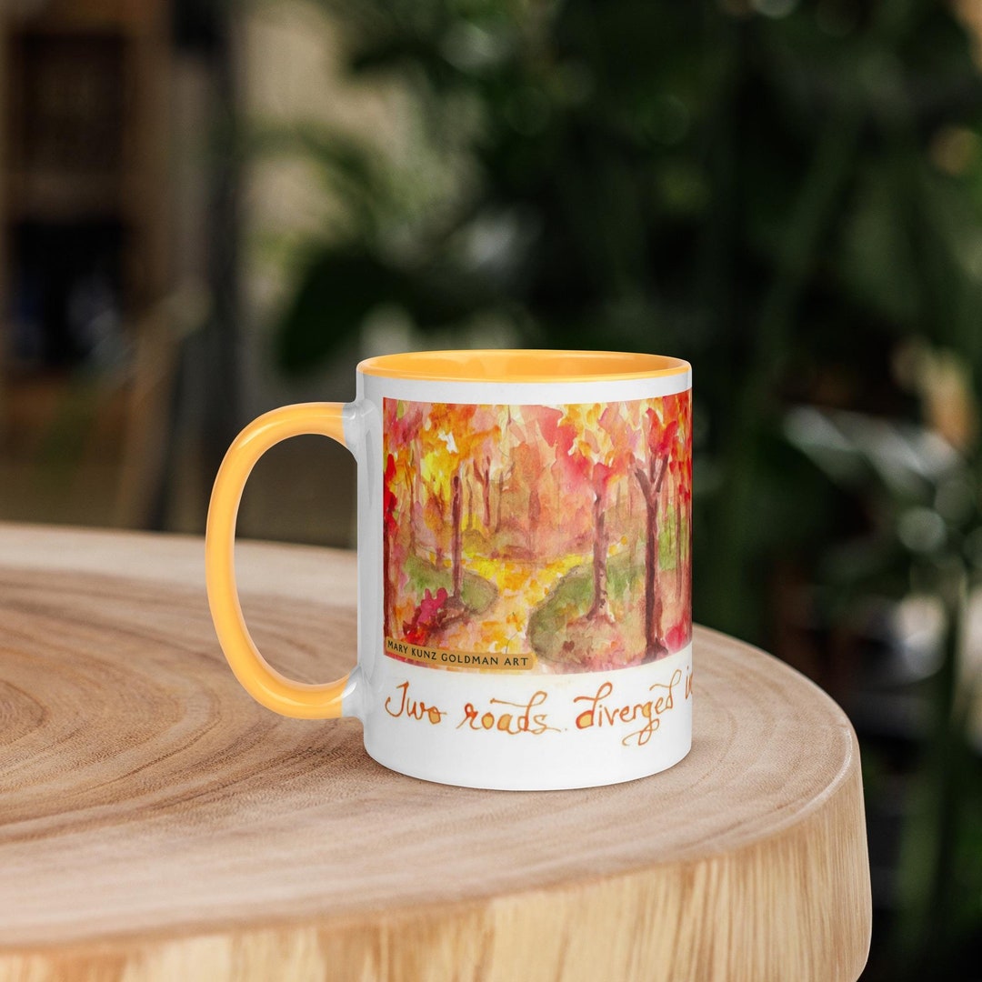 Robert Frost Fall Poetry Mug: Hand-illustrated Literary Orange Autumn ...