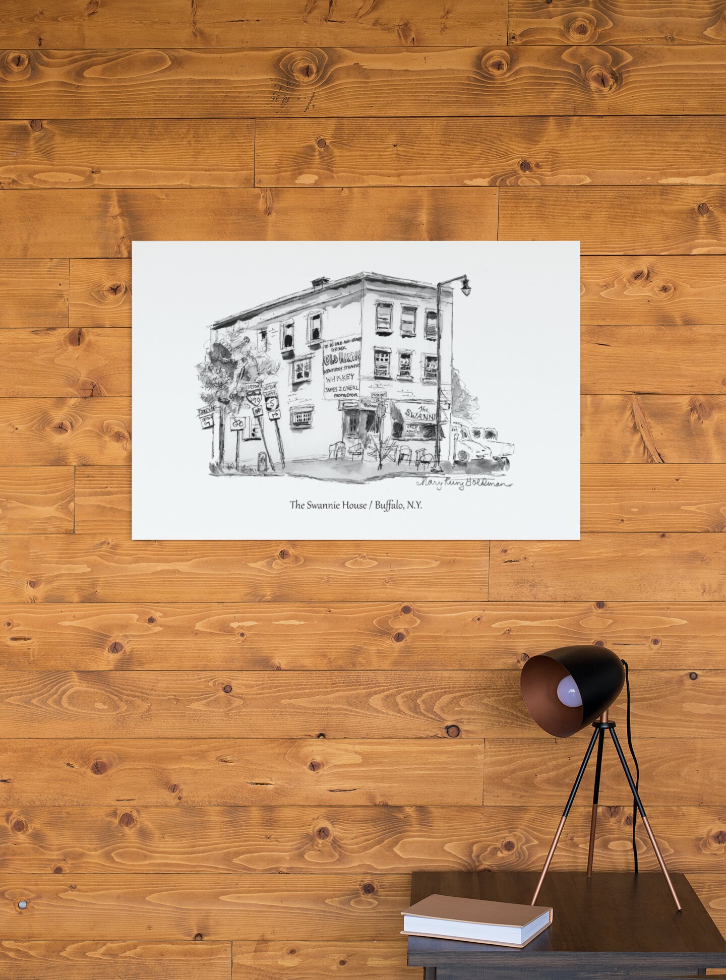 Buffalo NY Wall Art Swannie House Whimsical Original Ink | Etsy