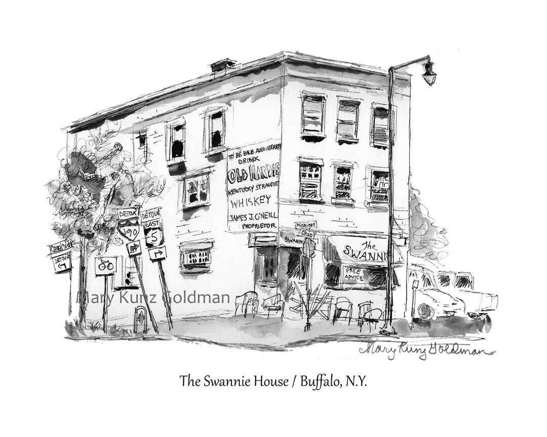 Swannie House Buffalo NY Print: Whimsical Ink Drawing - Etsy