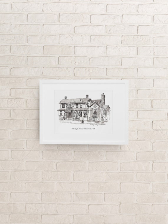 Eagle House Tavern Art Print Hand-drawn Ink Sketch by Mary | Etsy