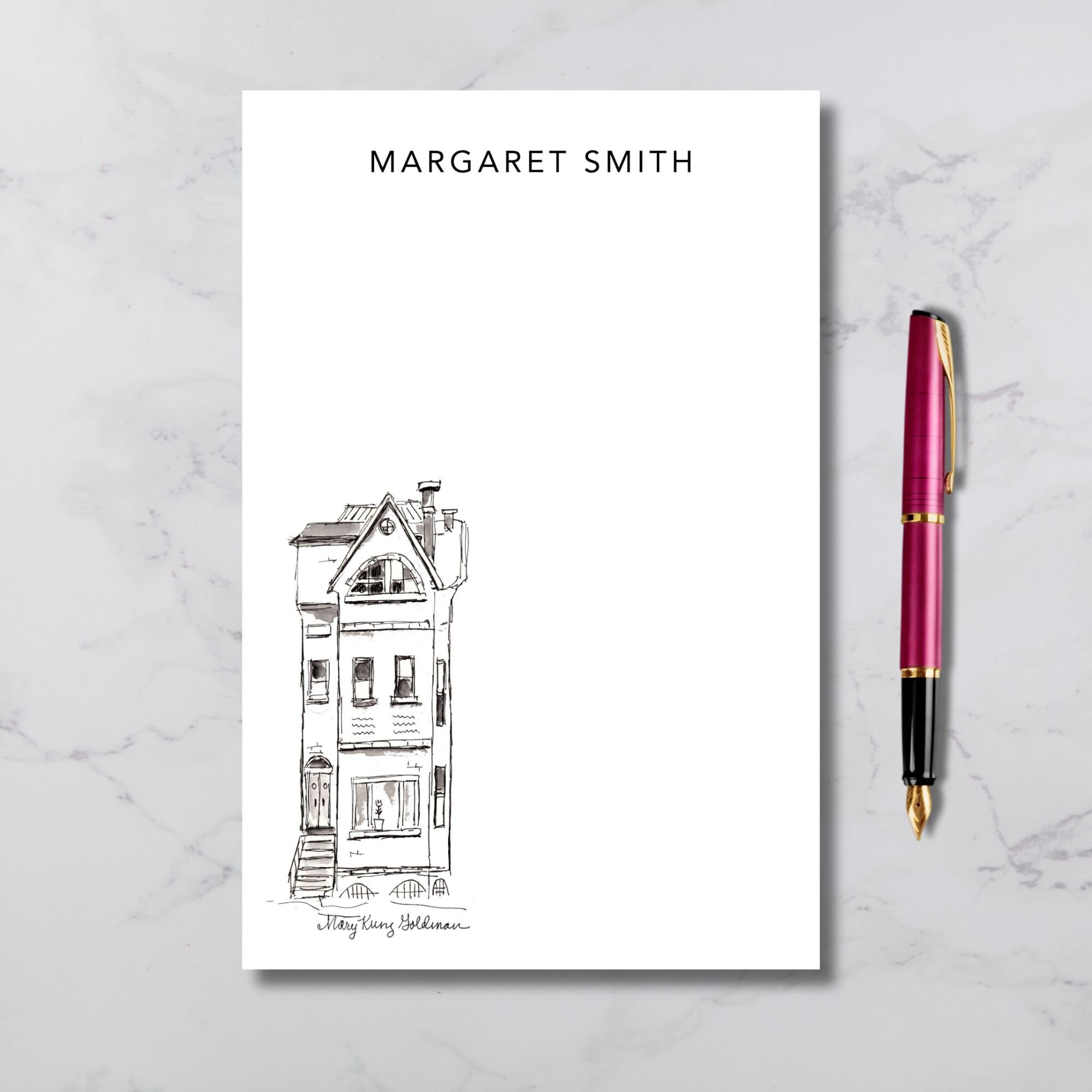 Brownstone Notepad: Cute Victorian House, Whimsical City Art Mary Kunz ...