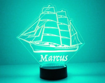Boat Night Light Personalized Free LED Night Lamp With | Etsy
