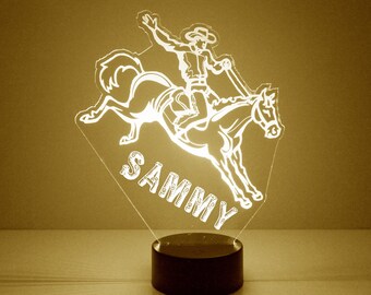 Bull Rider Cowboy Light Personalized Free LED Night Lamp | Etsy