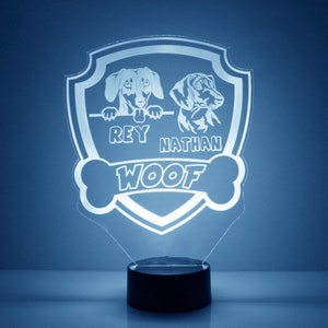 Light up Dog Sign, Personalized Free, LED Night Lamp, With Remote ...