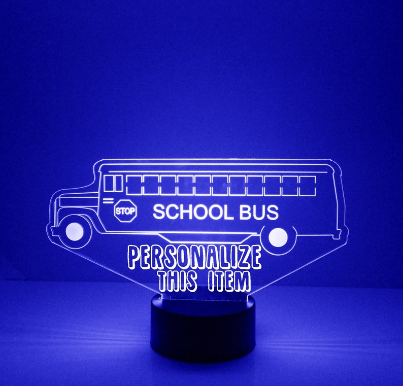 School Bus Light Personalized Free LED Night Lamp With - Etsy