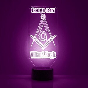 Masonic Symbol Night Light, Personalized Free, LED Night Lamp, With ...