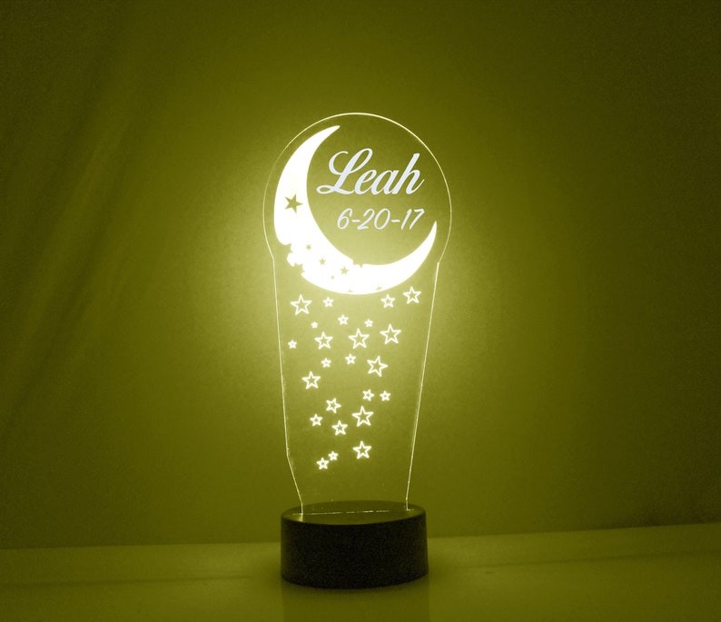 Moon and Stars Celestial Night Light Personalized Free LED - Etsy