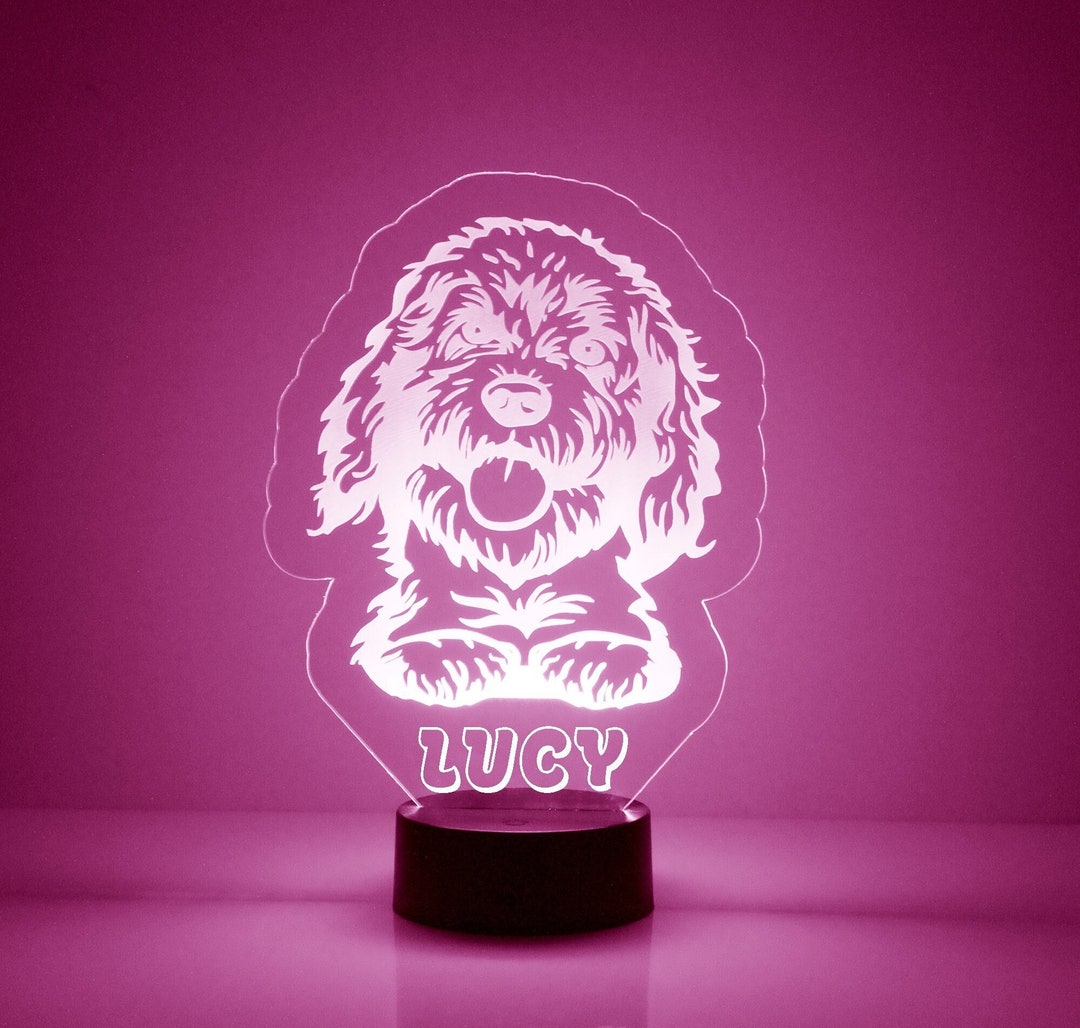 Labradoodle , Dog Night Light, Personalized Free, LED Night Lamp, With ...