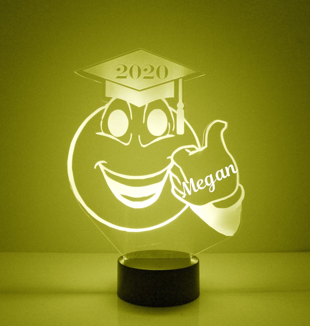 Graduation Emoji Night Light, Personalized Free, LED Night Lamp, With ...