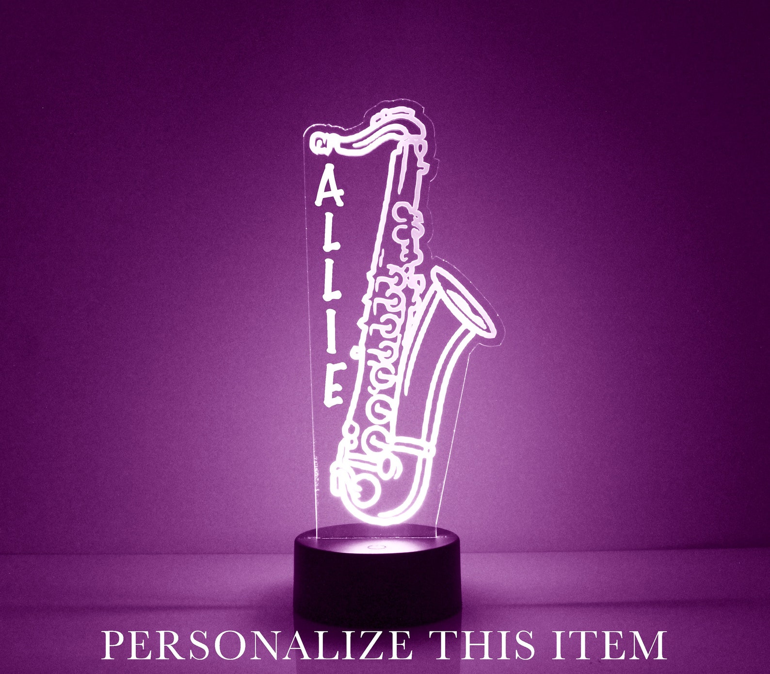 Saxophone Night Light Personalized Free LED Night Lamp With - Etsy