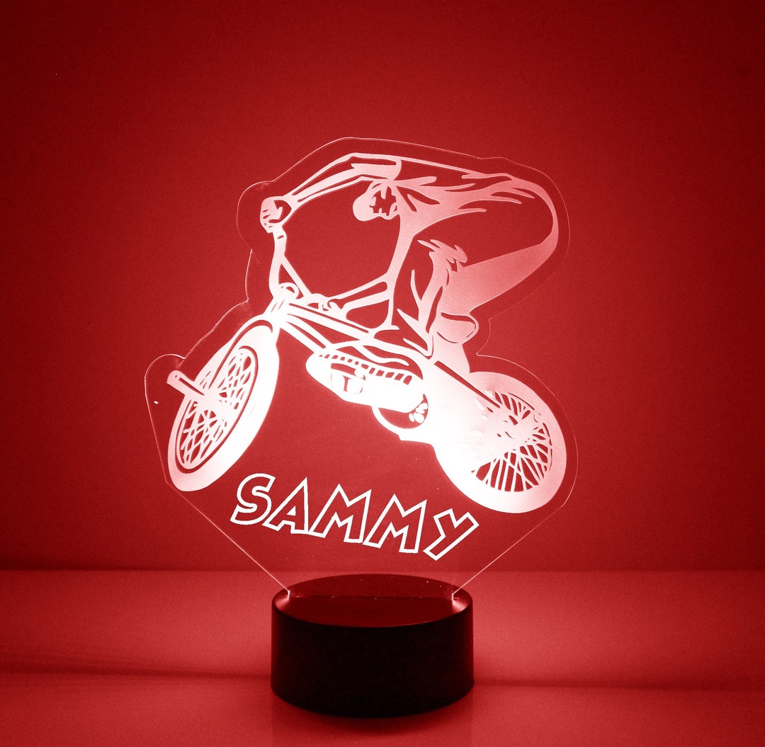 BMX Bike Rider Night Light, Personalized Free, LED Night Lamp, With ...
