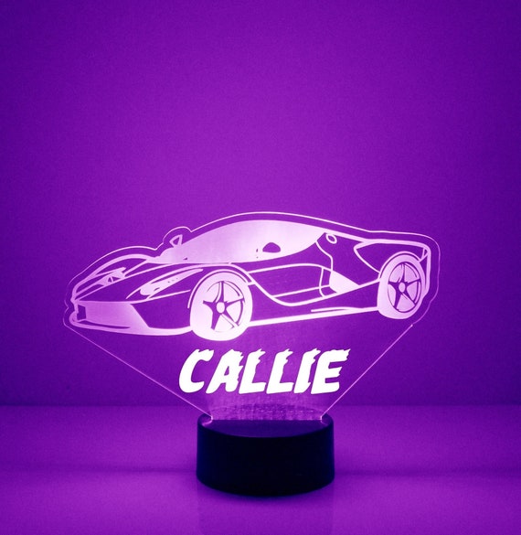 Sports Car Night Light Personalized Free LED Night Lamp With Remote Control Engraved Gift 16 Color Change Light Up Racing Sports Car Etsy