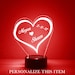 Heart Shape Night Light Personalized Free LED Night Lamp - Etsy