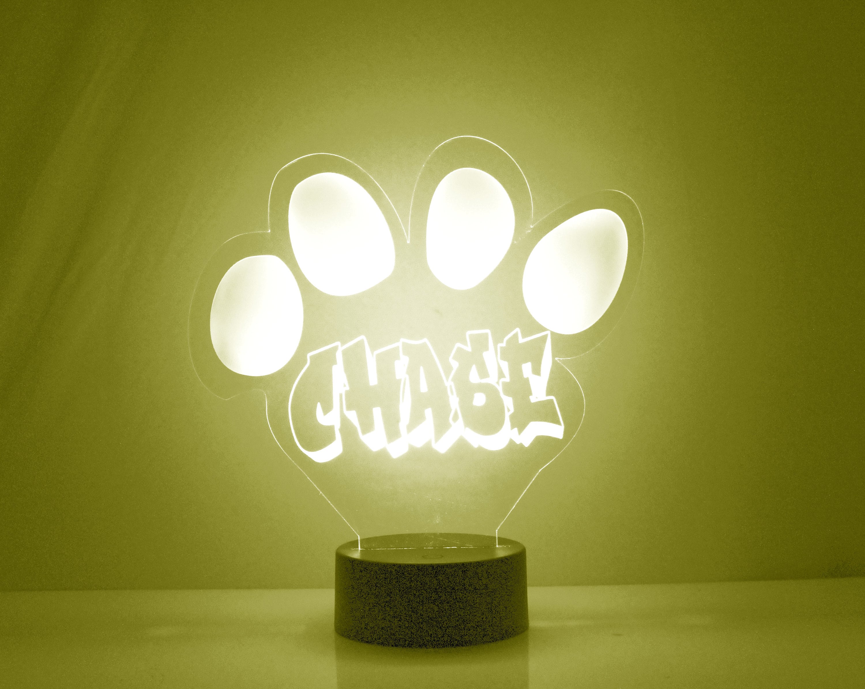 Paw Print Night Light Personalized Free LED Night Lamp With - Etsy
