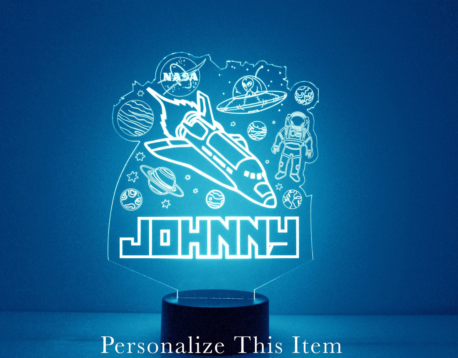 Rocket Ship Space Theme Night Light Personalized Free LED | Etsy