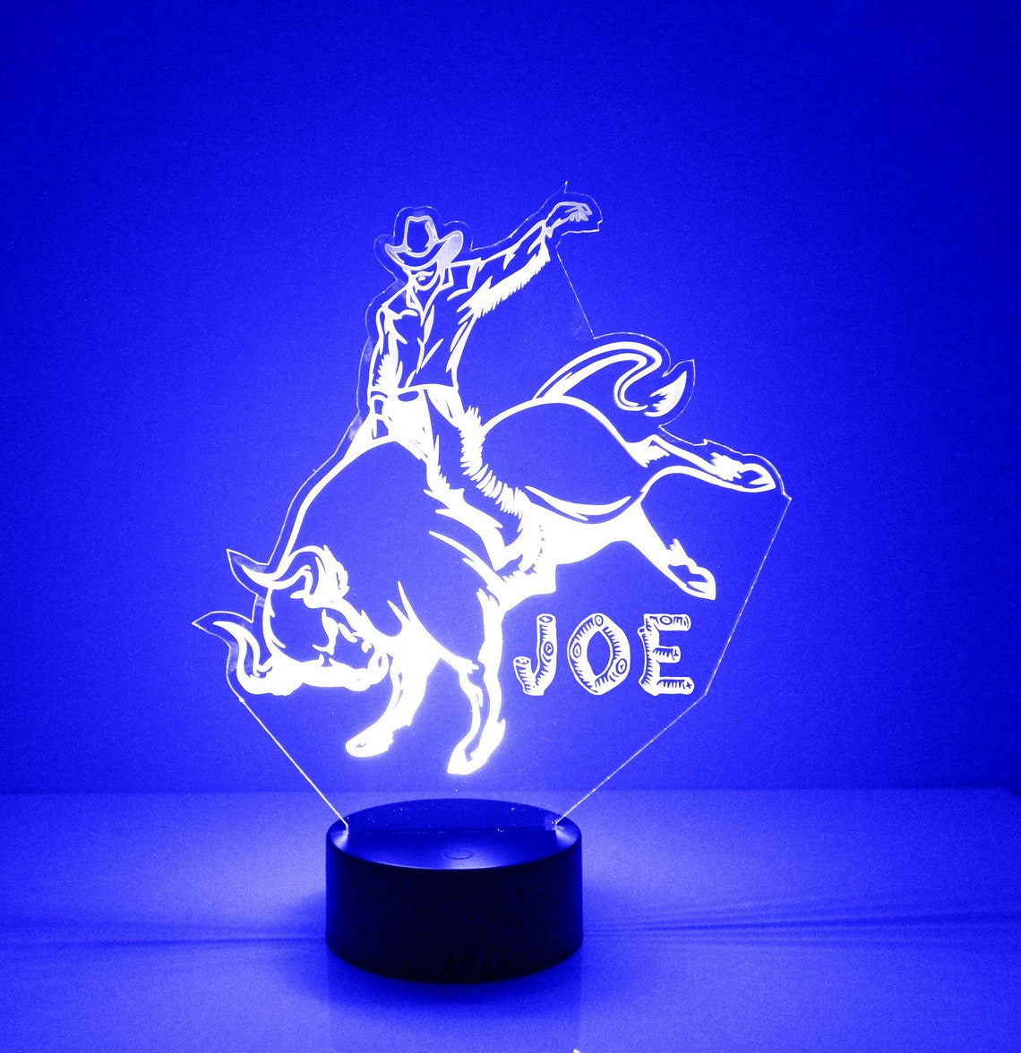 Bull Rider Cowboy Light Personalized Free LED Night Lamp - Etsy