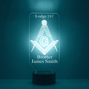 Masonic Symbol Night Light, Personalized Free, LED Night Lamp, With ...