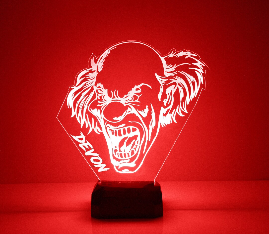 Scary Clown, Personalized Free, LED Night Lamp, With Remote Control ...