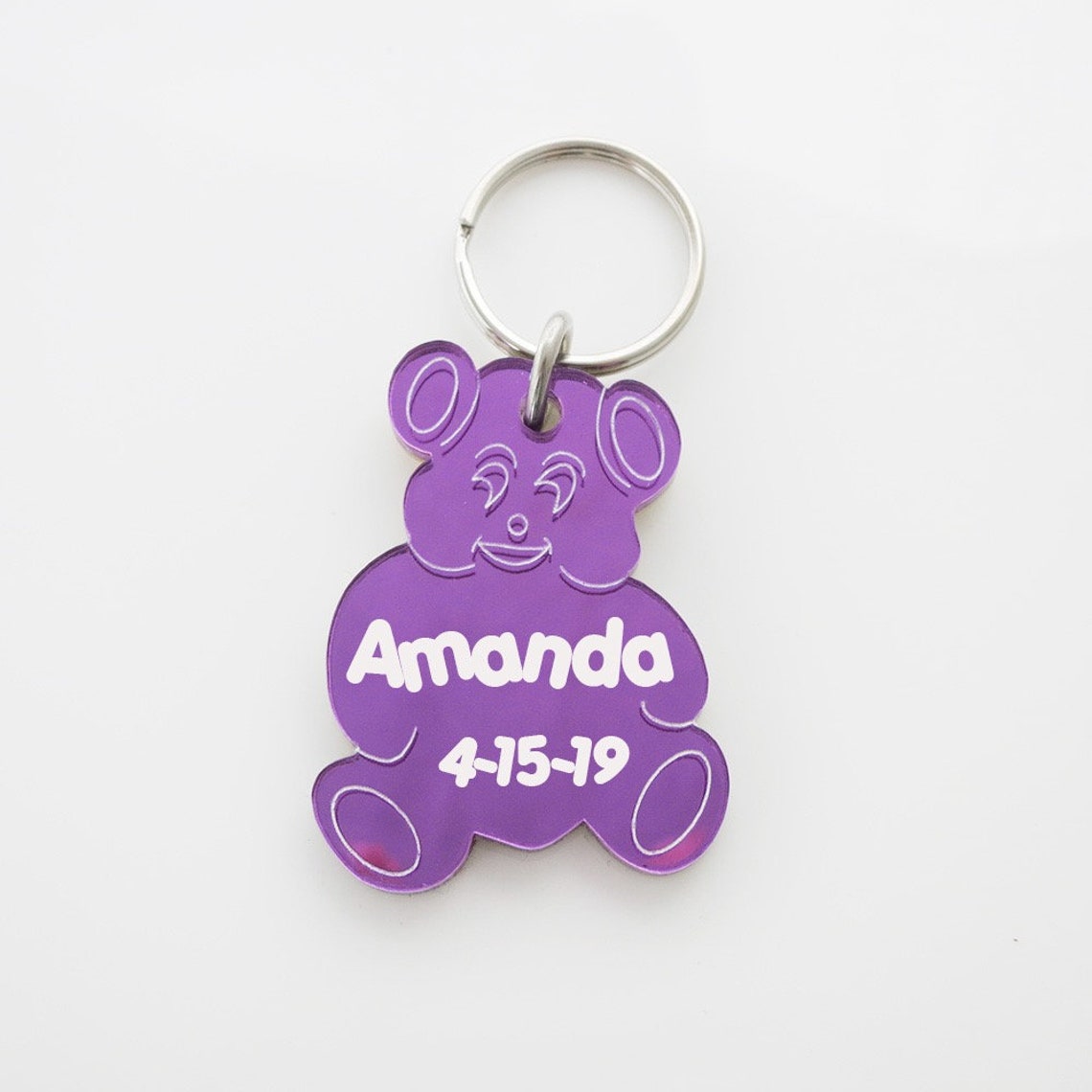 Personalized Teddy Bear Key Chain Engraved with Name | Etsy
