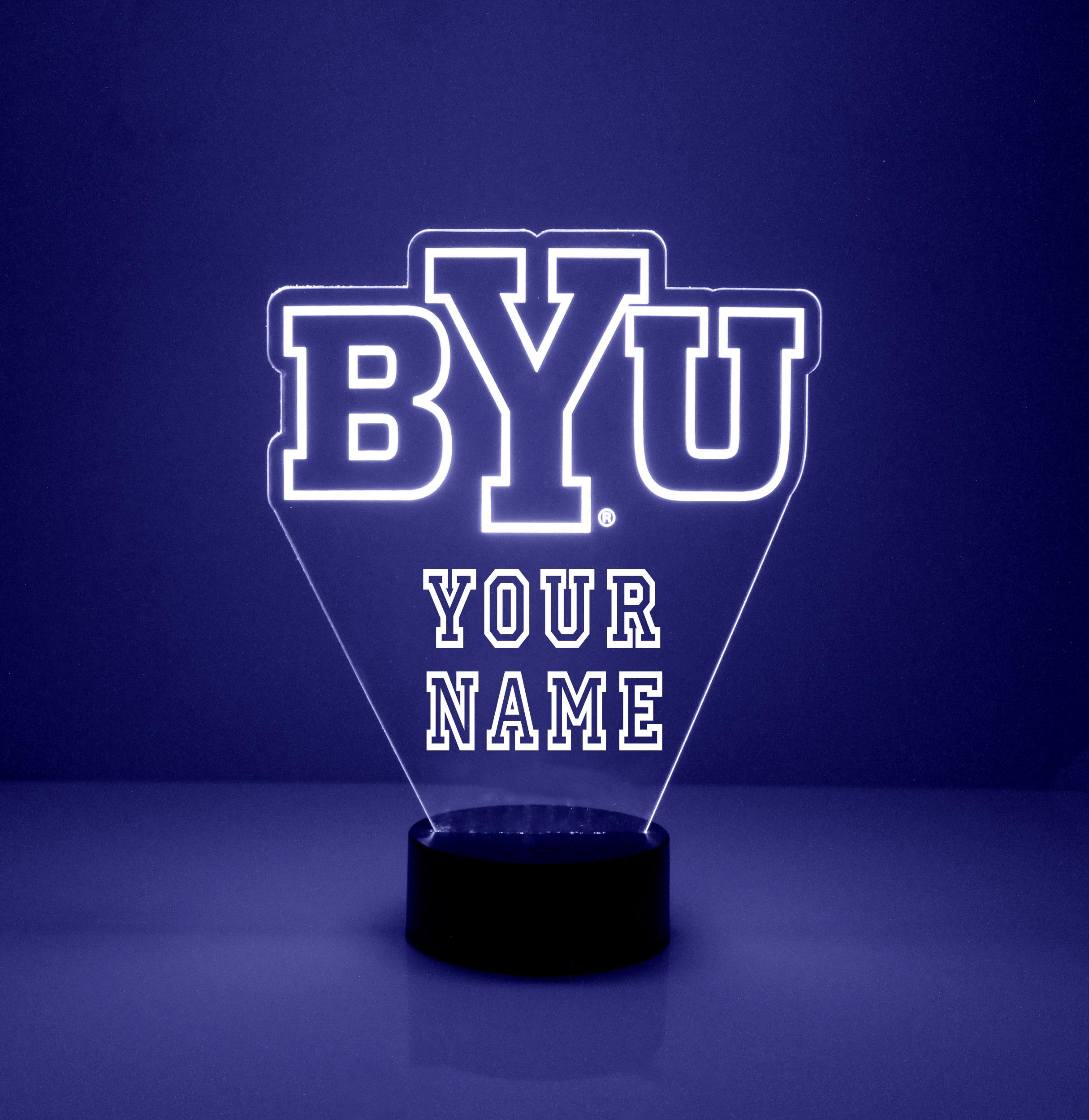 BYU Cougars, Personalized Sports Fan Lamp, College Mascot, Engraved ...