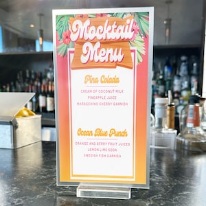 Custom Bar Menu, Bar Bat Mitzvah Event Décor, UV Printed Acrylic Menu ...