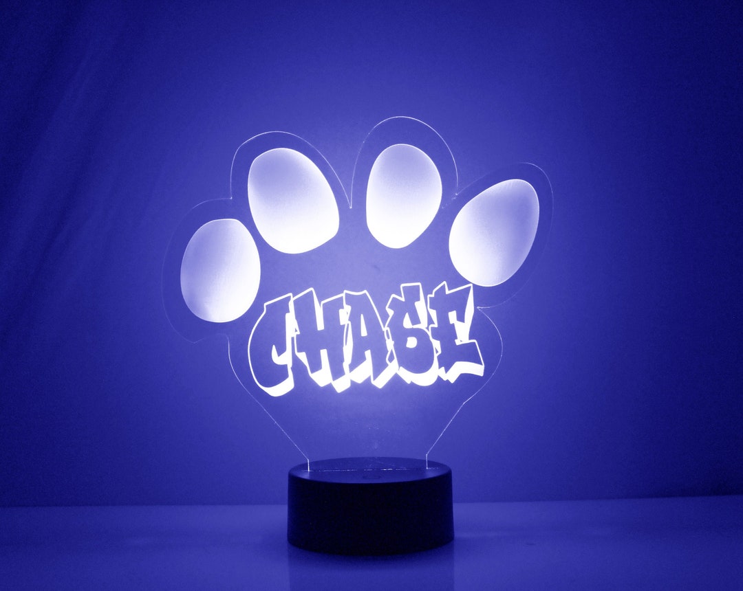 Paw Print Night Light, Personalized Free, LED Night Lamp, With Remote ...