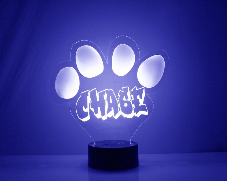 Paw Print Night Light Personalized Free LED Night Lamp With - Etsy