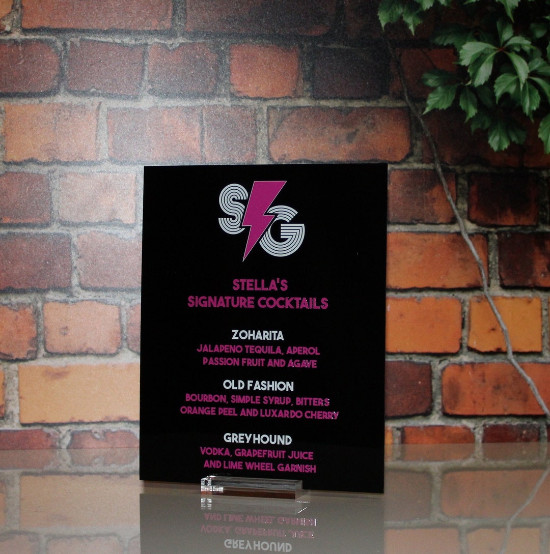 Custom Bar Menu, Bar Bat Mitzvah Event Décor, UV Printed Acrylic Menu ...