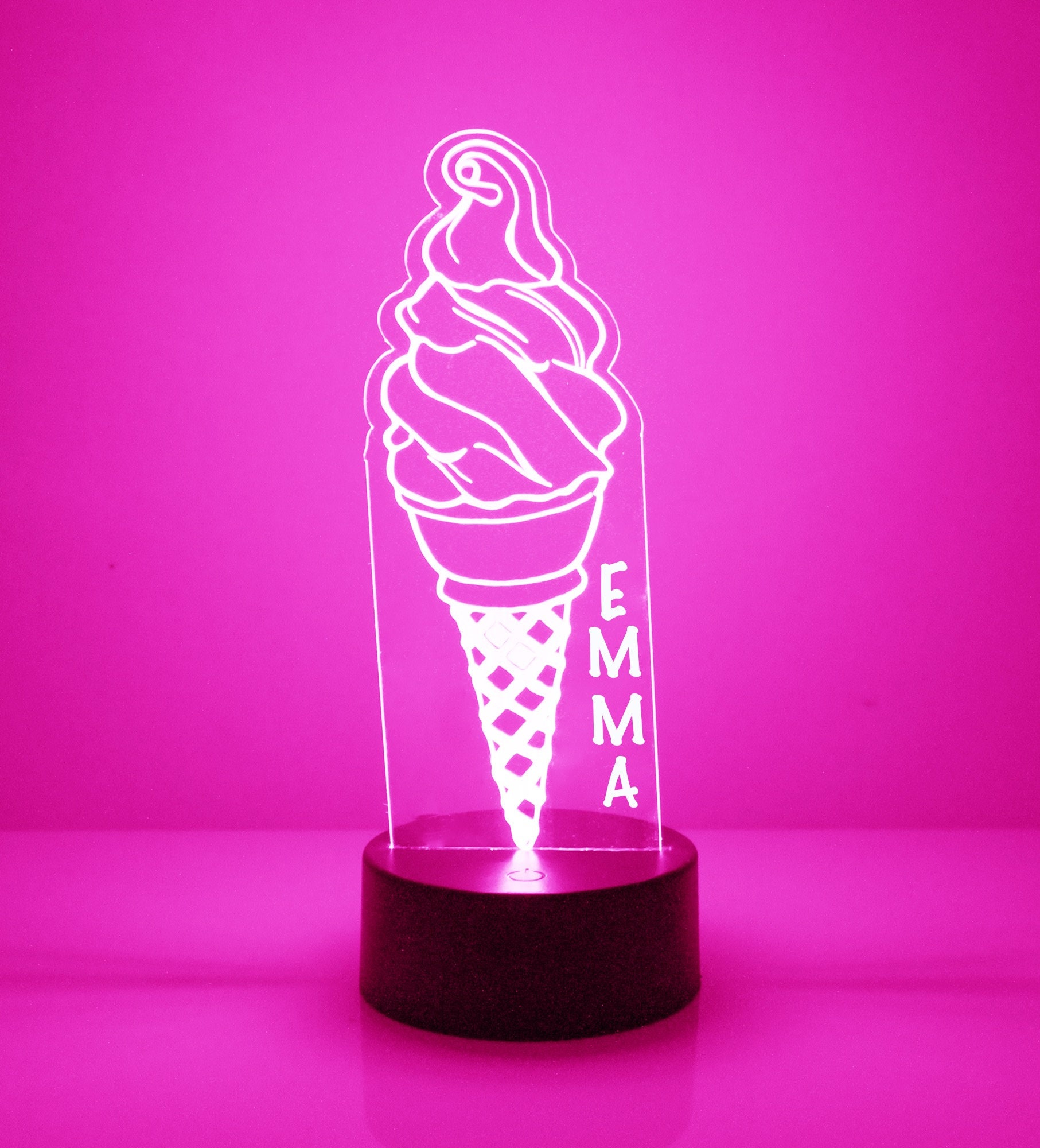Ice Cream Cone, Light up Sign, Personalized Free, LED Night Lamp, With ...
