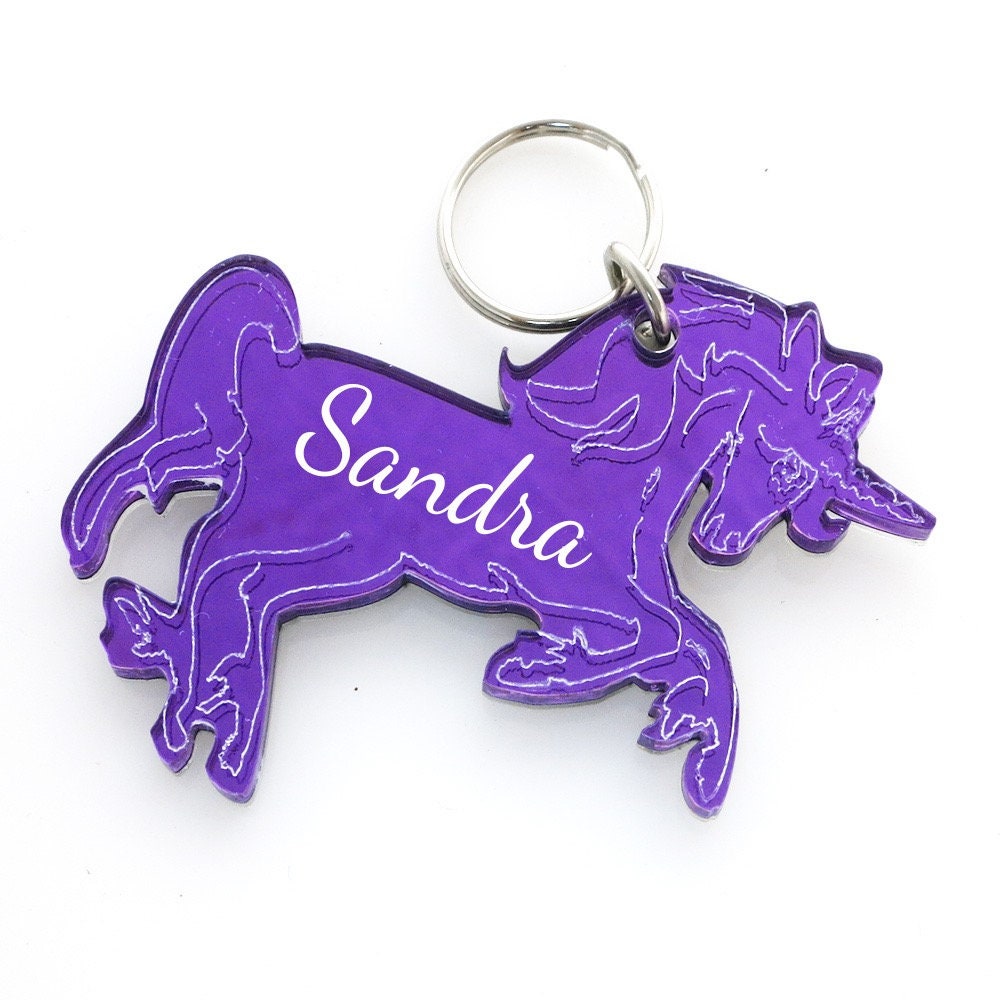 Personalized Unicorn Key Chain, Engraved With Name - Etsy