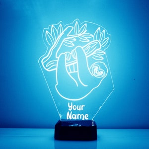 Sloth Night Light, Personalized Free, LED Night Lamp, With Remote ...