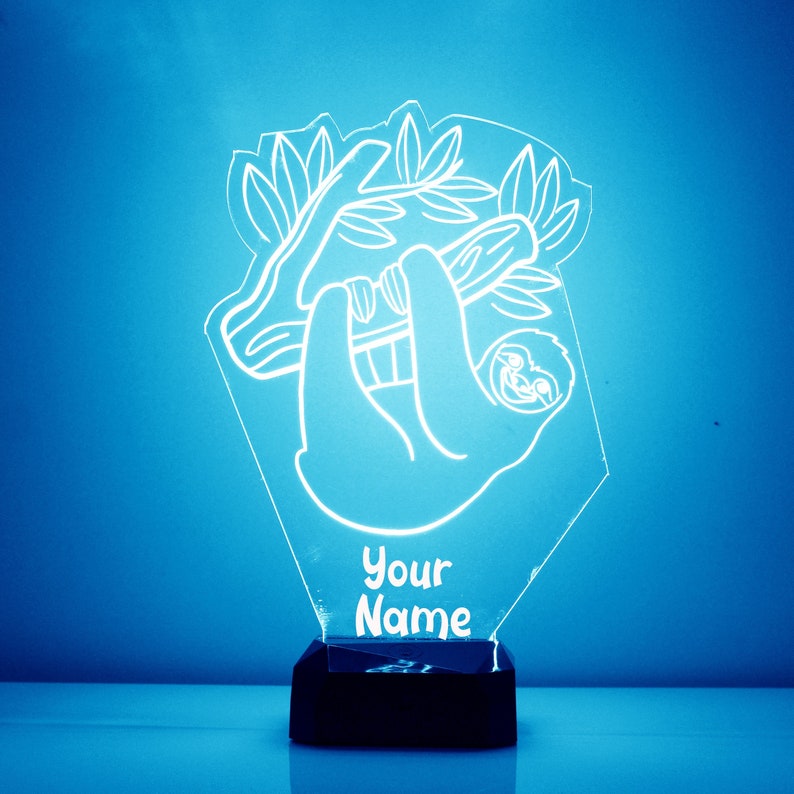 Sloth Night Light Personalized Free LED Night Lamp With | Etsy