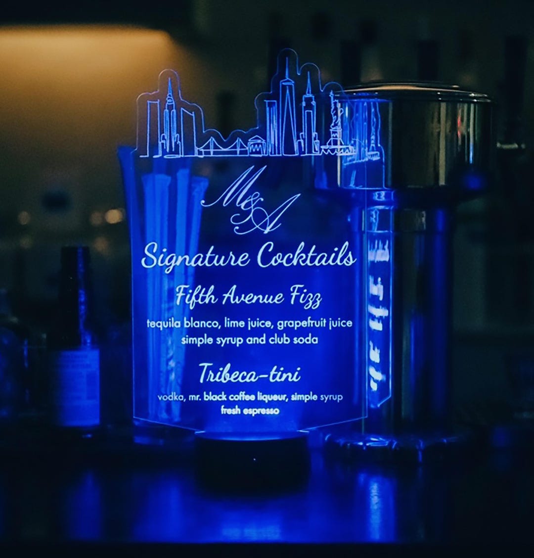 Light up Menu's, Bar Sign's, Table Number's - Sweet 16, Birthday, Bar ...