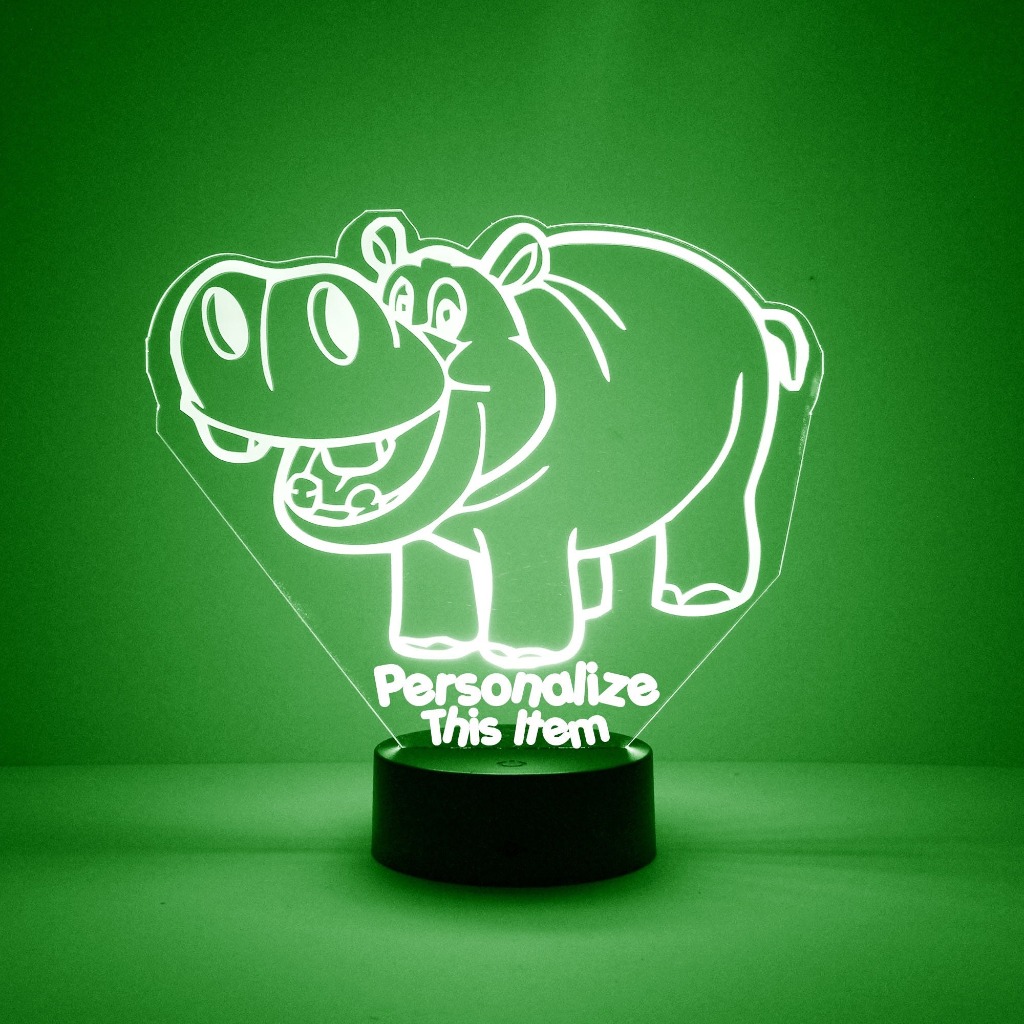 Hippo Night Light Personalized Free LED Night Lamp With - Etsy