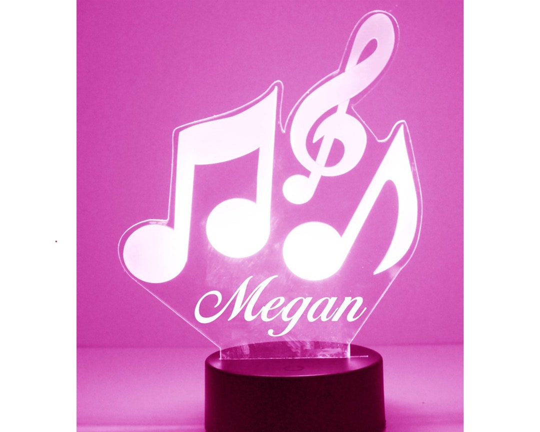 Music Notes Night Light, Personalized Free, LED Night Lamp, With Remote ...