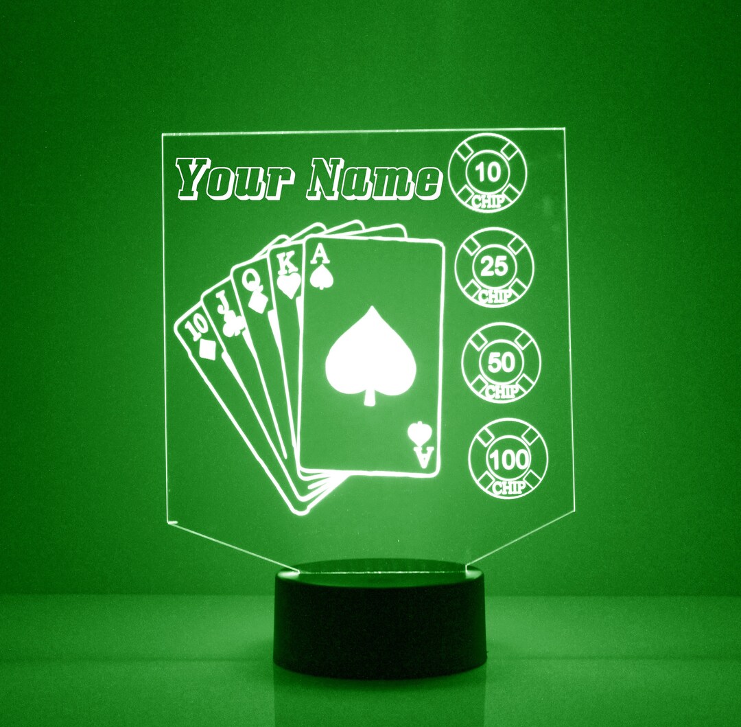 Poker Chips & Cards Night Light, Personalized Free, LED Night Lamp ...