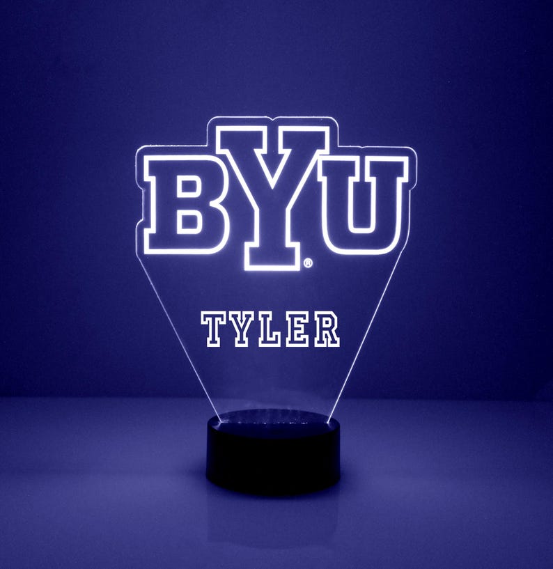 BYU Cougars, Personalized Sports Fan Lamp, College Mascot, Engraved ...