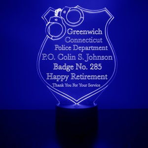Police Department Night Light, Personalized Free, LED Night Lamp, With ...