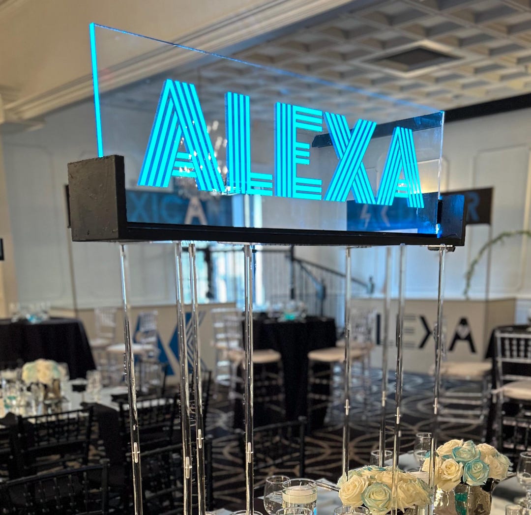 Custom Made LED Acrylic Light up Centerpieces - Create Your Own Logo or ...