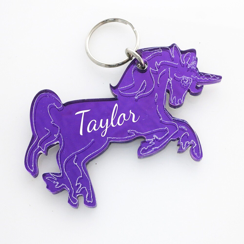 Personalized Unicorn Key Chain, Engraved With Name - Etsy