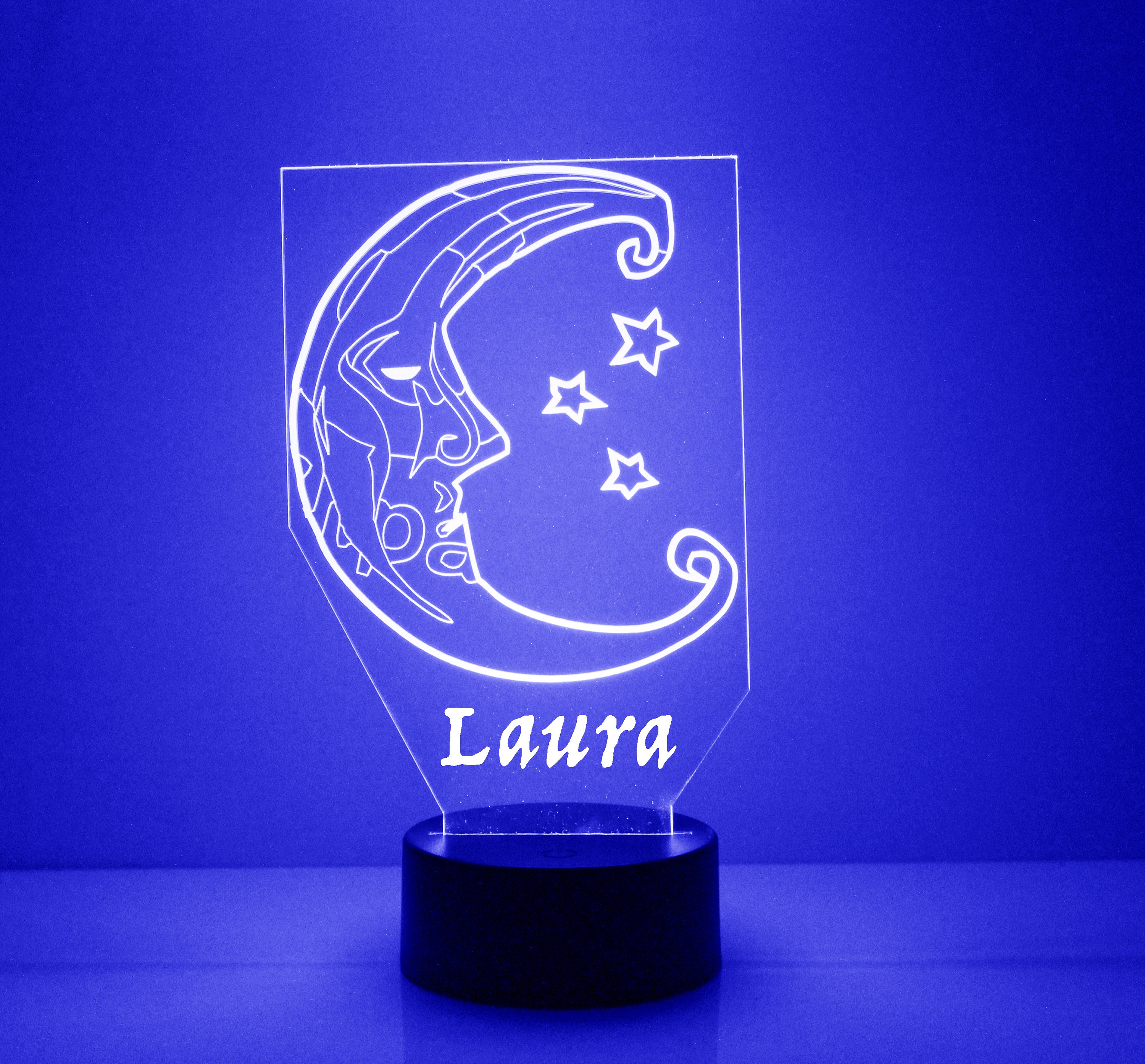 Crescent Moon and Stars Night Light Personalized Free LED - Etsy
