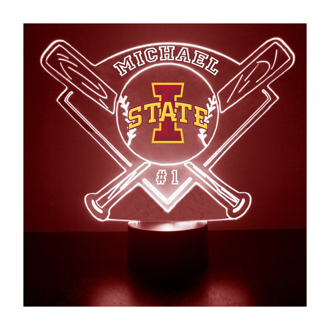 Iowa State Cyclones Baseball, Personalized Sports Fan Lamp, Free ...