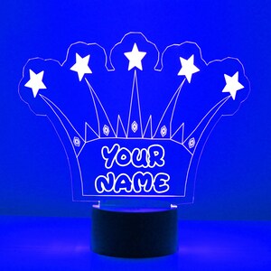 Princess Crown Night Light, Personalized Free, LED Night Lamp, With ...