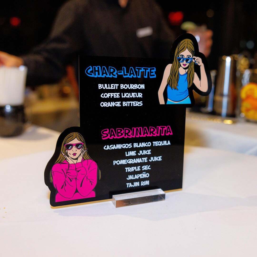Custom Bar Menu, Bar Bat Mitzvah Event Décor, UV Printed Acrylic Menu ...